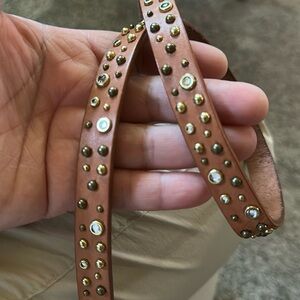 J. Crew | Accessories | J Crew Brown And Gold Leather Belt With Studded ...